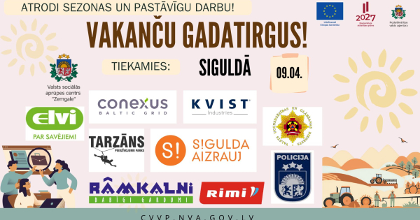 9. aprīlī Siguldā norisināsies NVA reģionālais vakanču gadatirgus ...